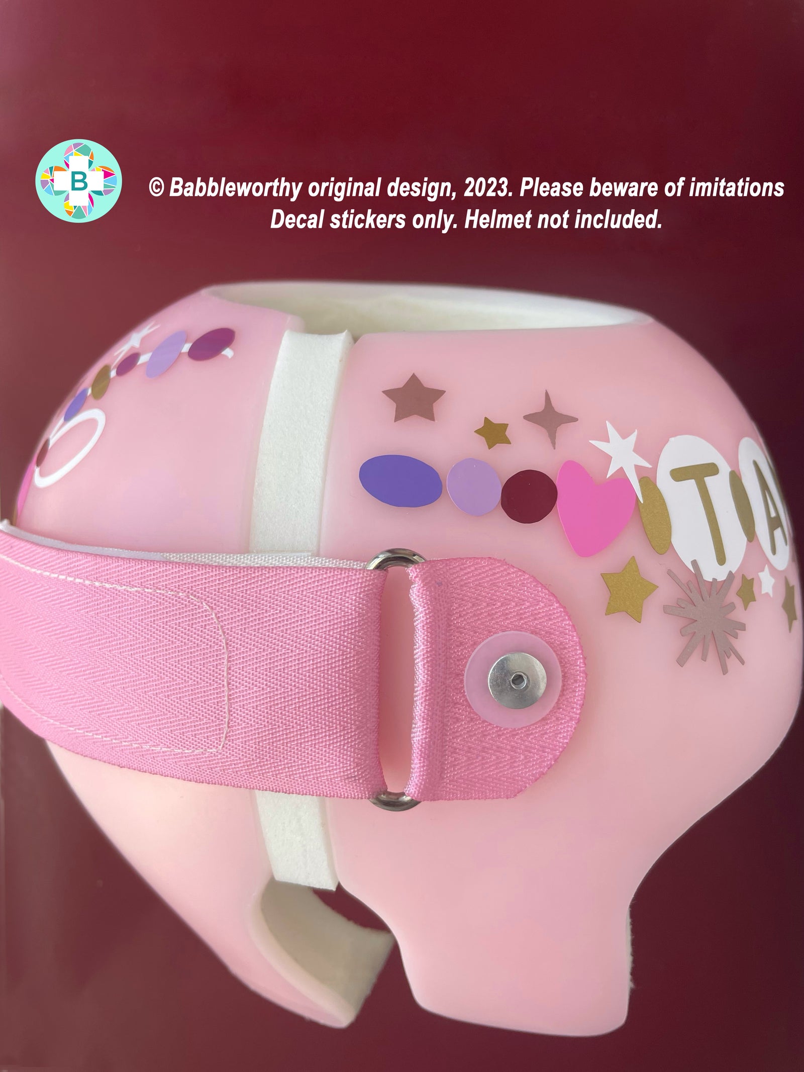 Baby Girl Twin Daughter Cranial Band Stickers, Colorful Hearts ...