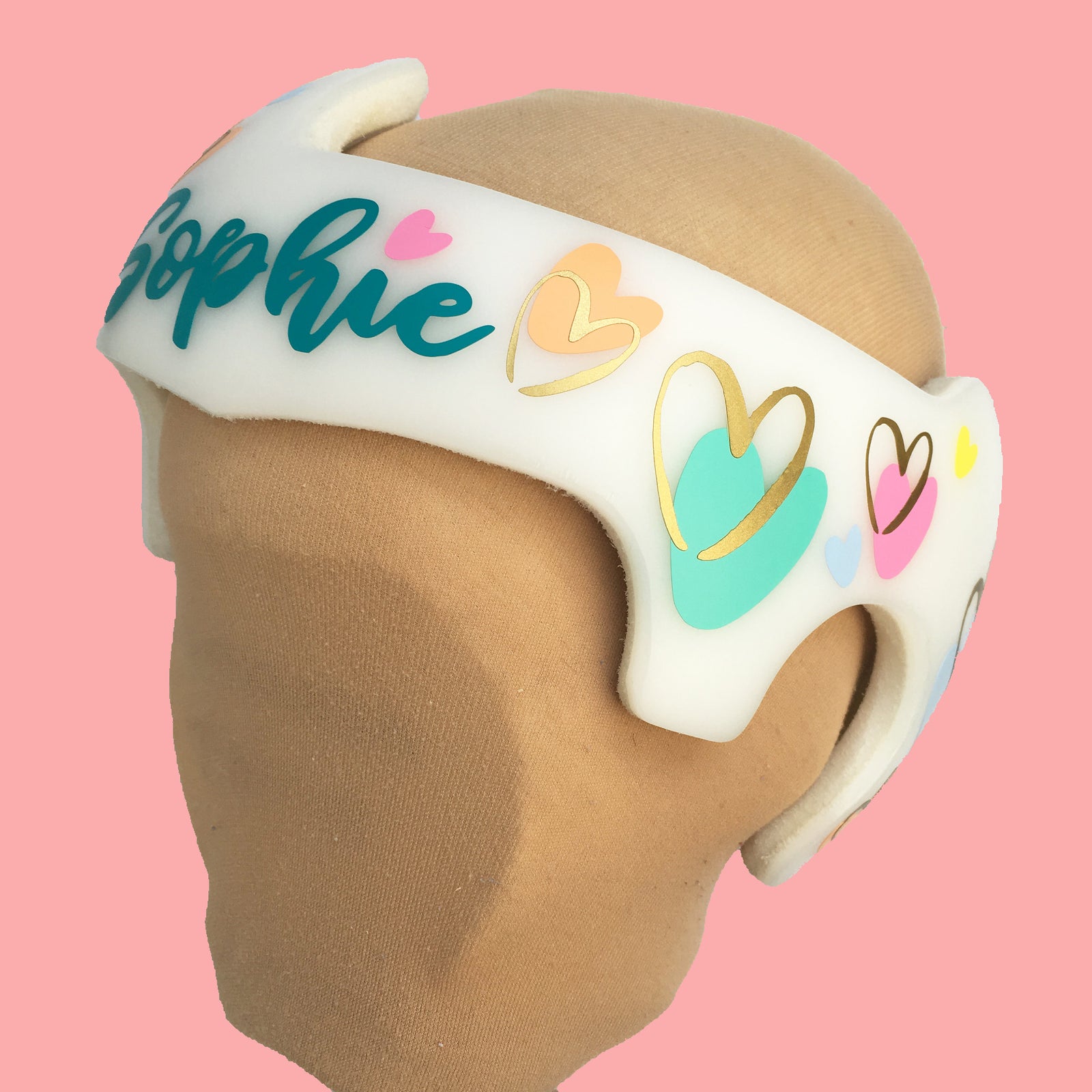 Baby Girl Twin Daughter Cranial Band Stickers, Colorful Hearts ...